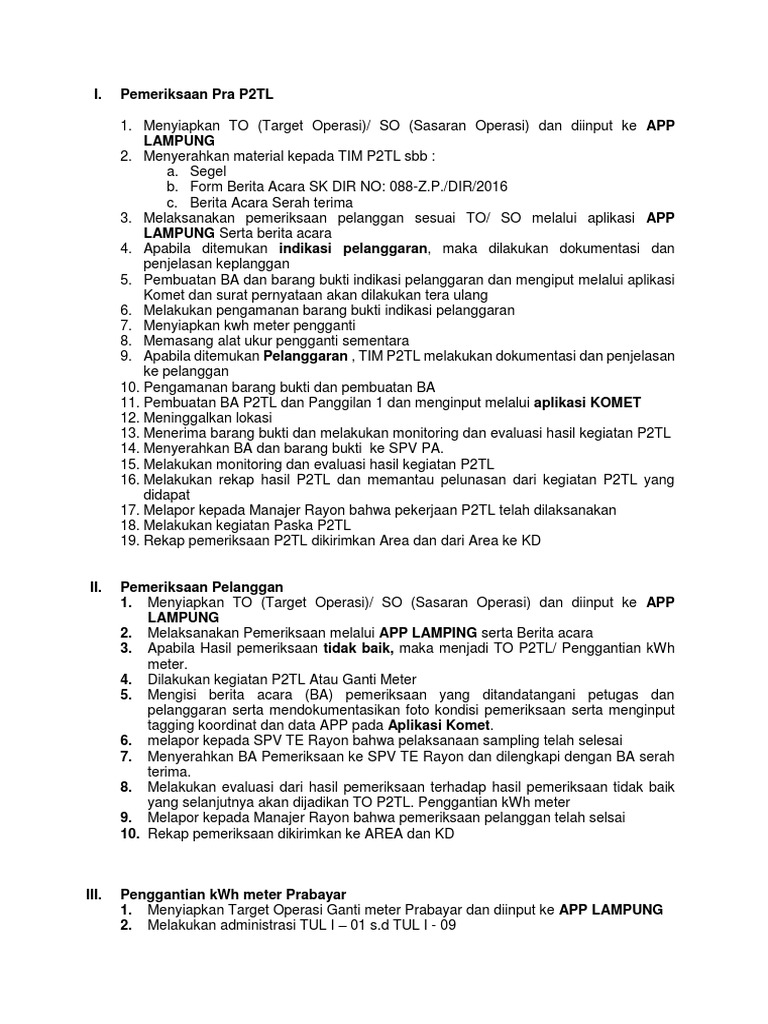 Sop Ganti Meter, P2TL | PDF