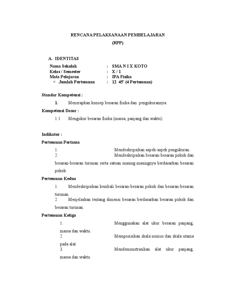 RPP Besaran Dan Satuan 2 | PDF | Karier & Perkembangan | Seni