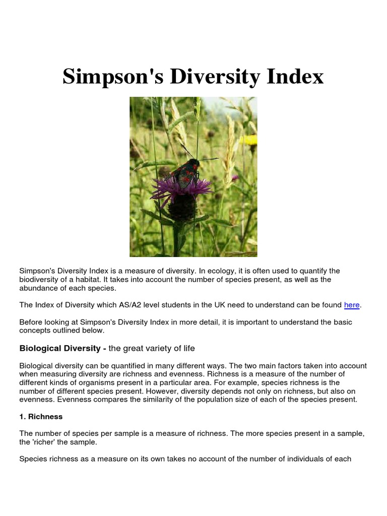 Simpson's Diversity Index: Biological Diversity - The Great Variety of ...