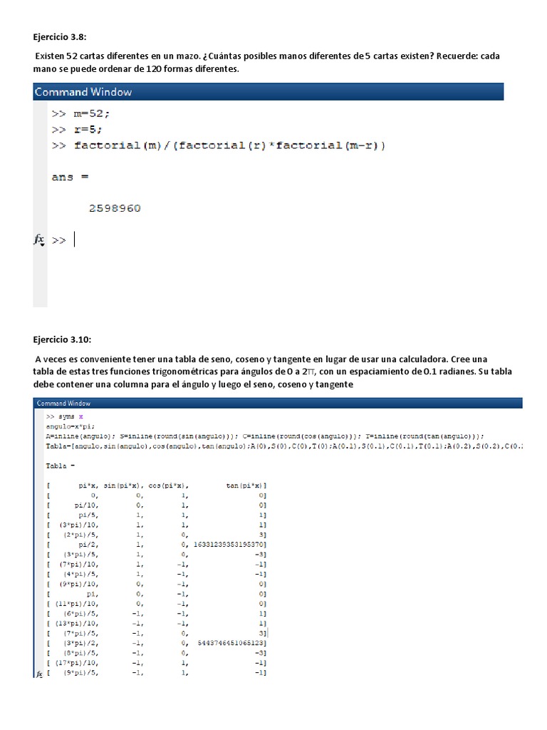 Tarea de Matlab | PDF | Pi | Velocidad