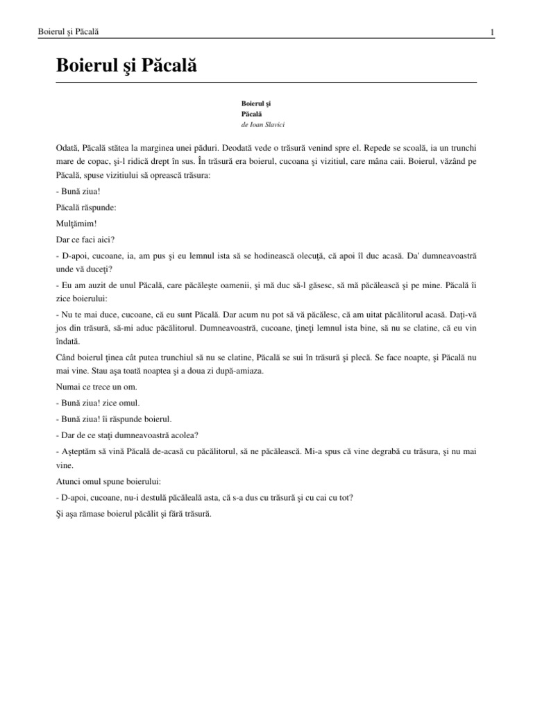 Boierul Si Pacala | PDF