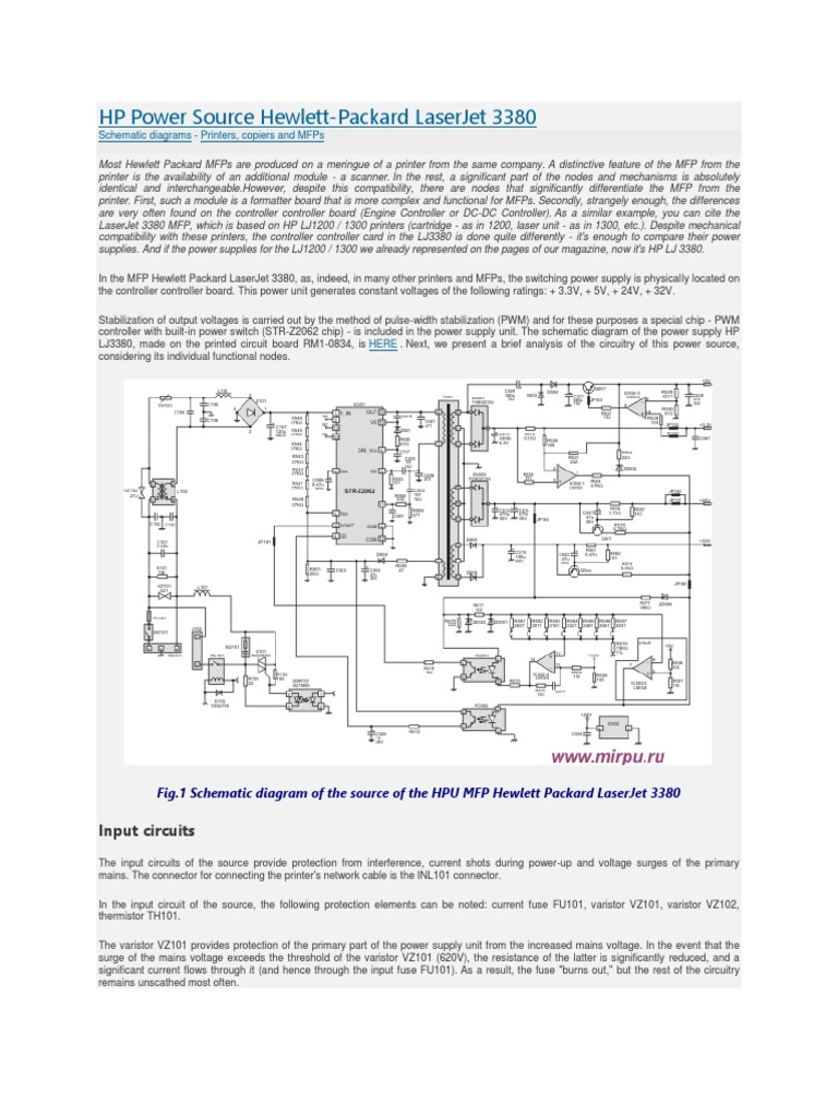 HP LaserJet 3380 Power Supply Diagram | PDF | Rectifier | Power Inverter