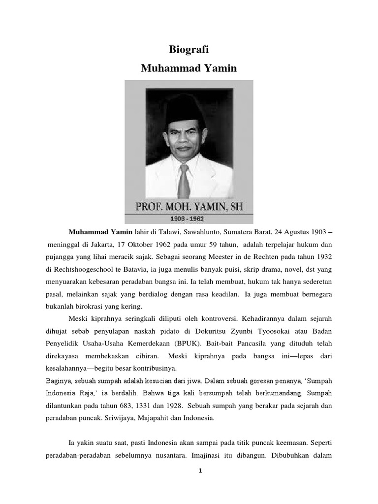 Biografi Muhammad Yamin | PDF | Klasik