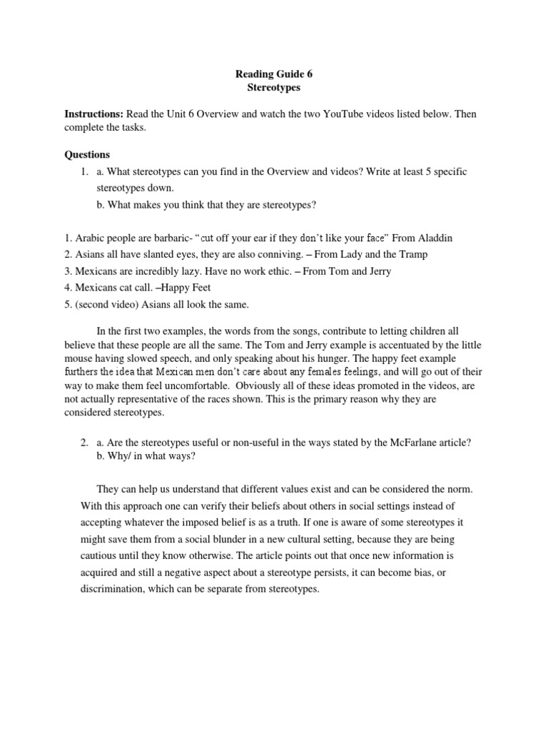 Unit 6 Reading Guide 1 | PDF