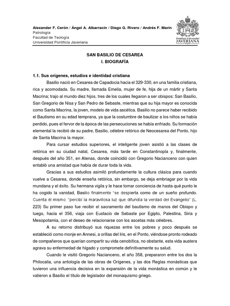 San Basilio de Cesarea Final | PDF | espíritu Santo | Trinidad