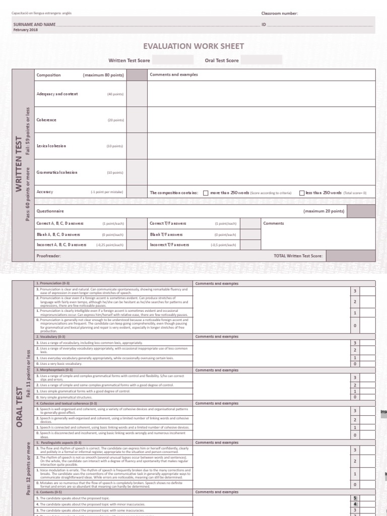 Written and Oral Marking Grids | PDF | Speech | Fluency