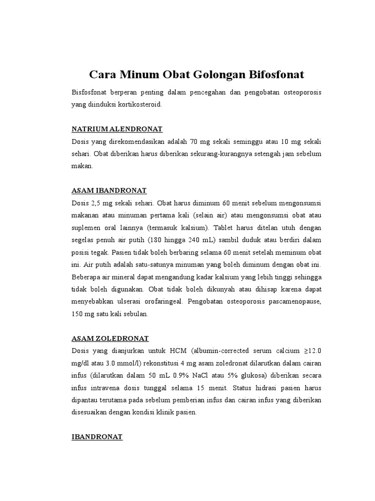 Cara Minum Obat Golongan Bifosfonat | PDF
