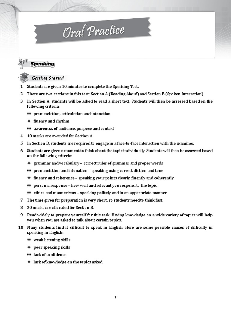 Oral Practise & Oral Test English F3 | PDF | Fluency | Test (Assessment)