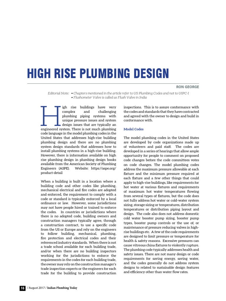 High-Rise Plumbing Challenges | PDF | Water Heating | Pounds Per Square ...