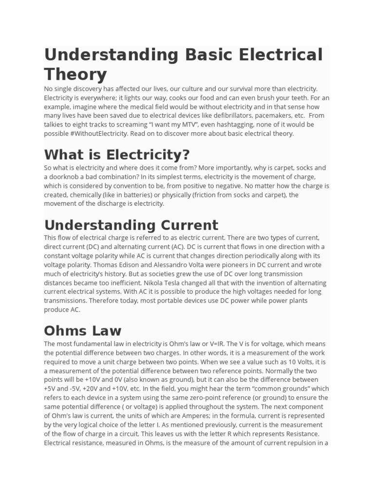 Understanding Basic Electrical Theory | PDF | Series And Parallel ...