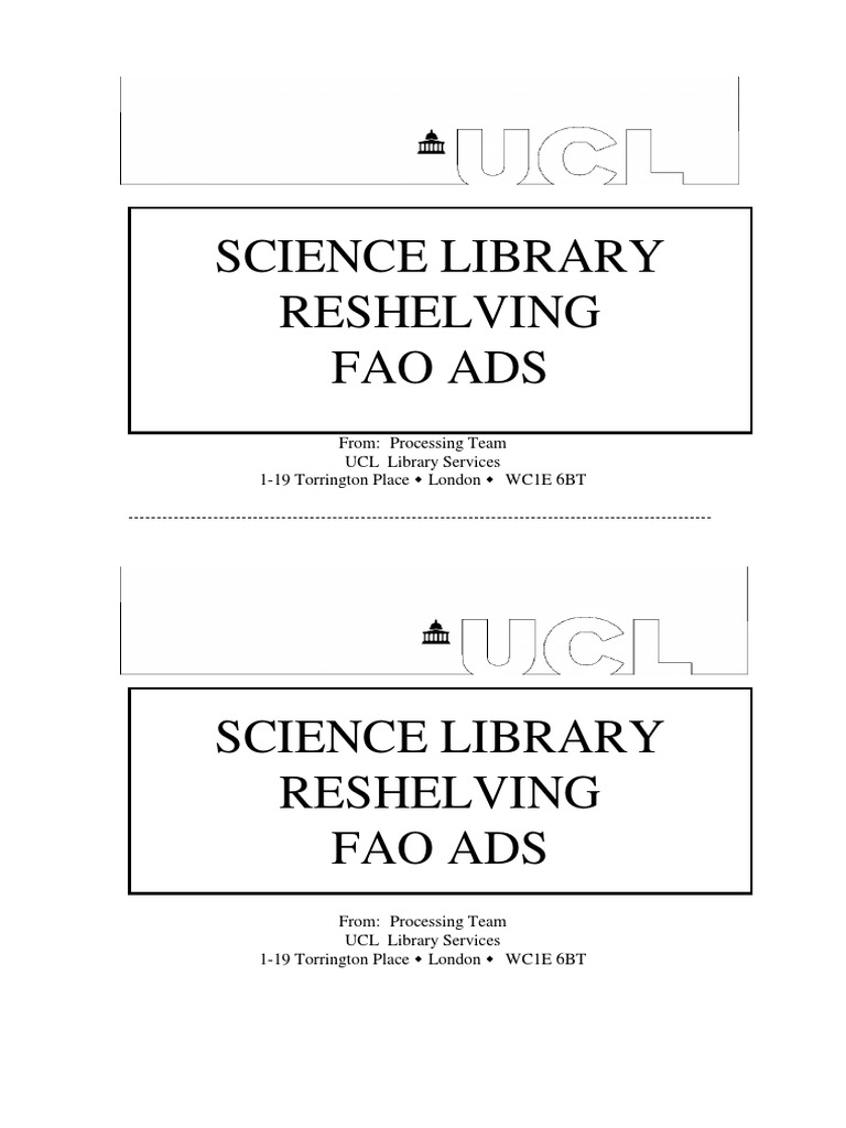 Science Library Reshelving Notice | PDF