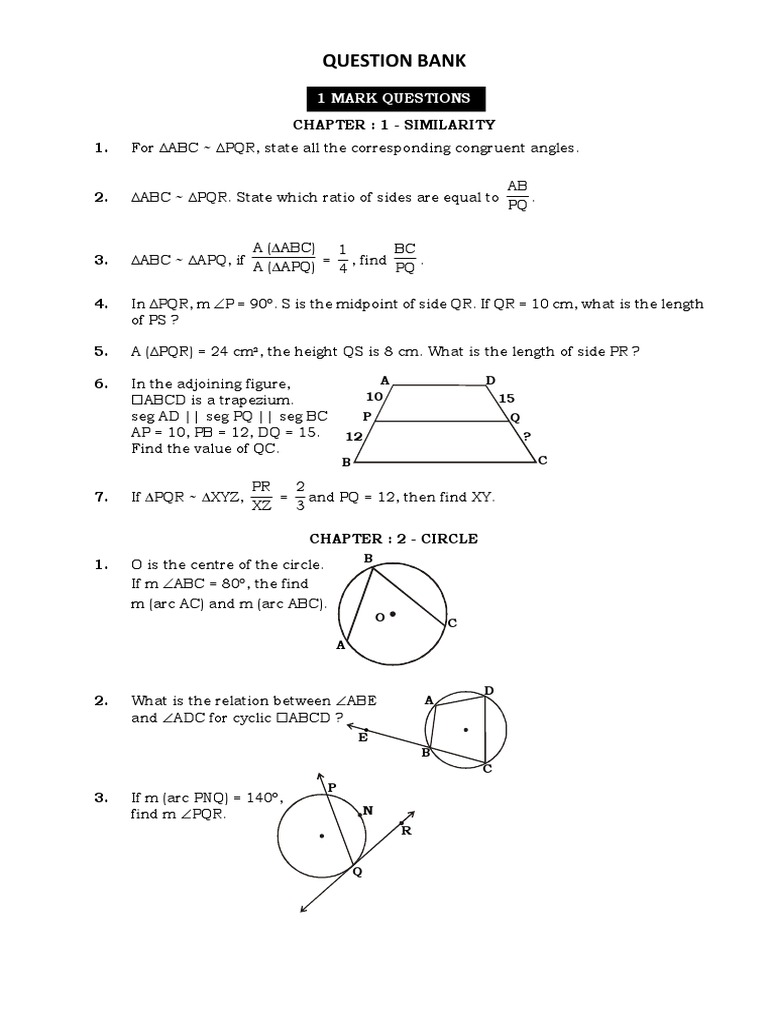 Geometry Question Bank | PDF | Circle | Triangle