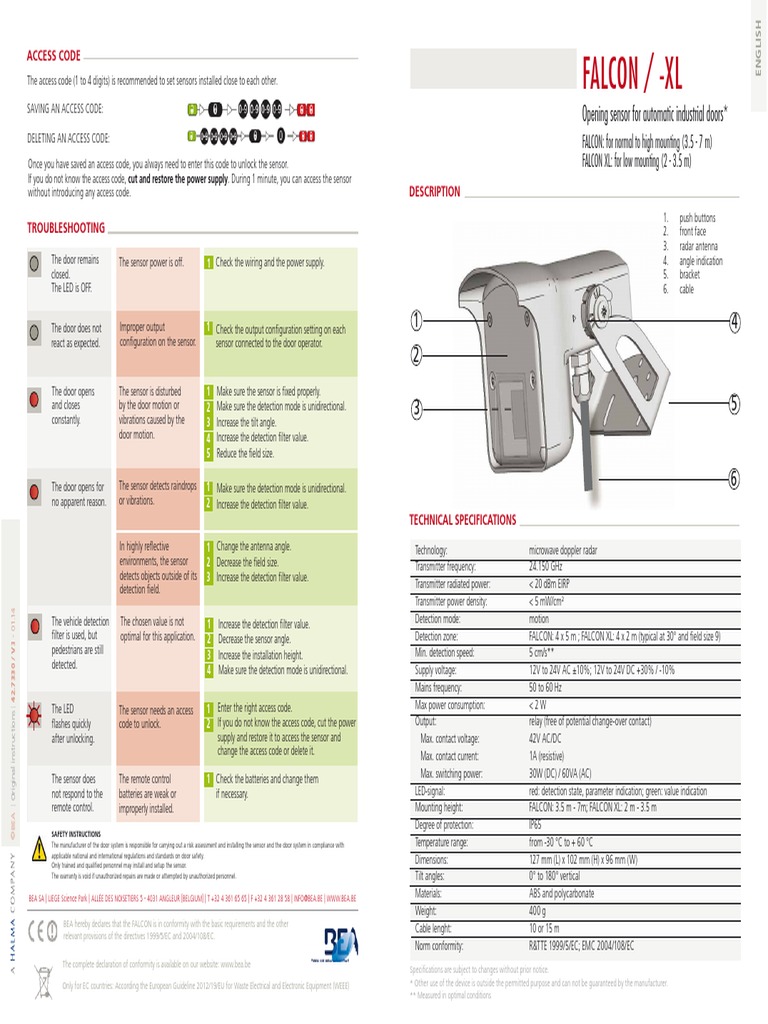 DS - Falcon - Motion Sensor - For RD Efa | PDF | Sensor | Radar
