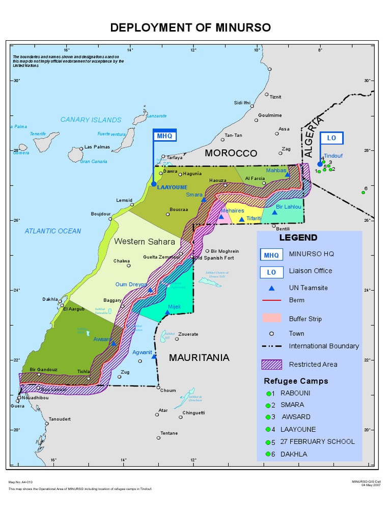 Minurso Map Ceasefire | Western Sahara | Canary Islands