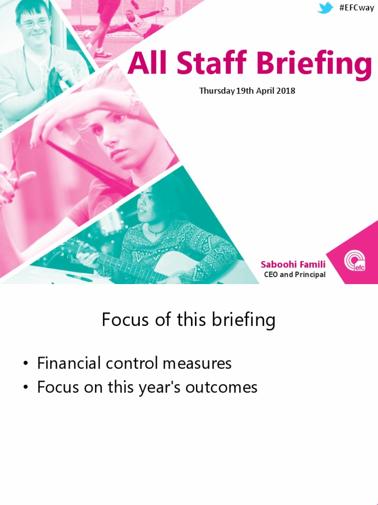 All Staff Briefing 190418 | PDF | Employment | Mergers And Acquisitions