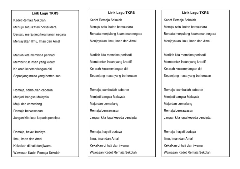 Lirik Lagu Tkrs | PDF