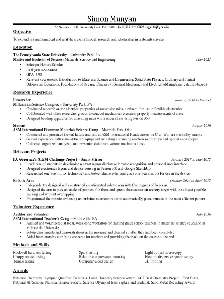 Final Resume PDF | PDF | Materials Science | Microscope