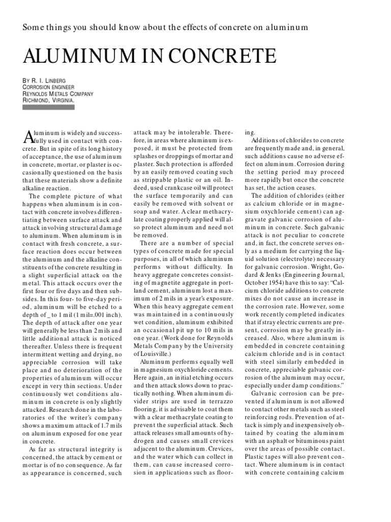 Concrete Construction Article PDF - Aluminum in Concrete PDF | PDF ...