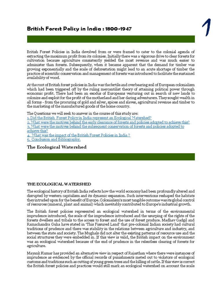 British Forest Policy in India | PDF | Deforestation | Forestry