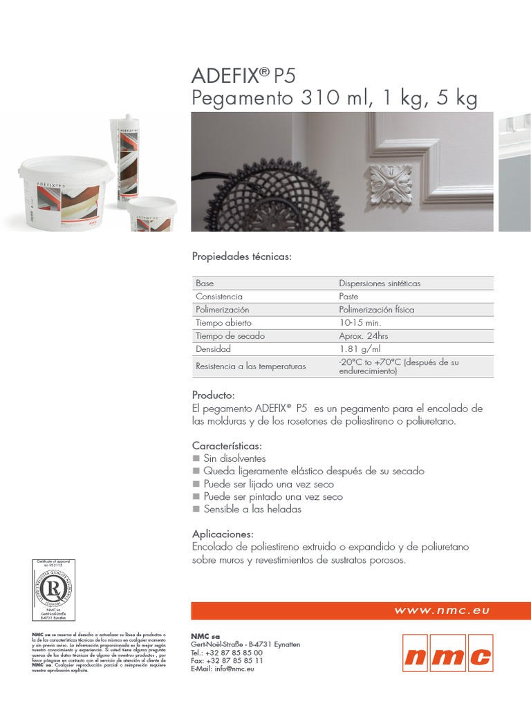 ADEFIX P5 Pegamento 310 ml-1 kg-5 kg-ES-12072012 | PDF | Poliestireno ...