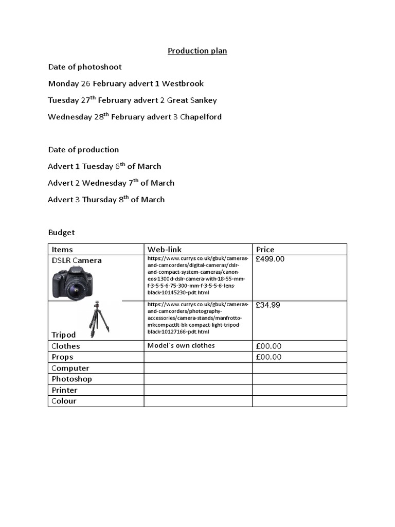 Advert Production Schedule | PDF