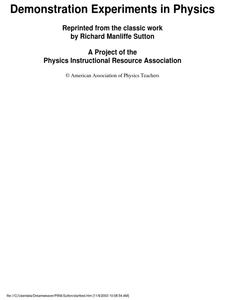Demonstration Experiments in Physics | PDF | Law | Technology & Engineering
