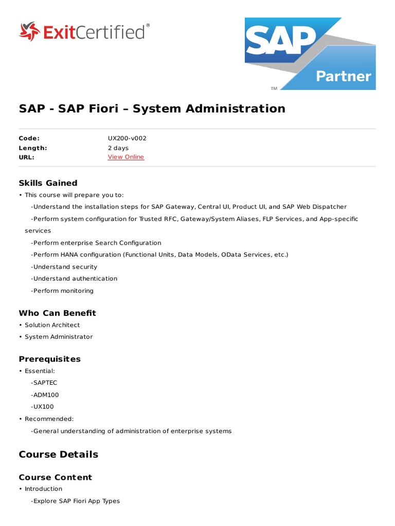 Sap Fiori System Administration | PDF