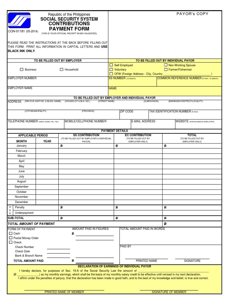 SSS Contributions Payment Form Edited PDF | PDF | Money Order | Social ...