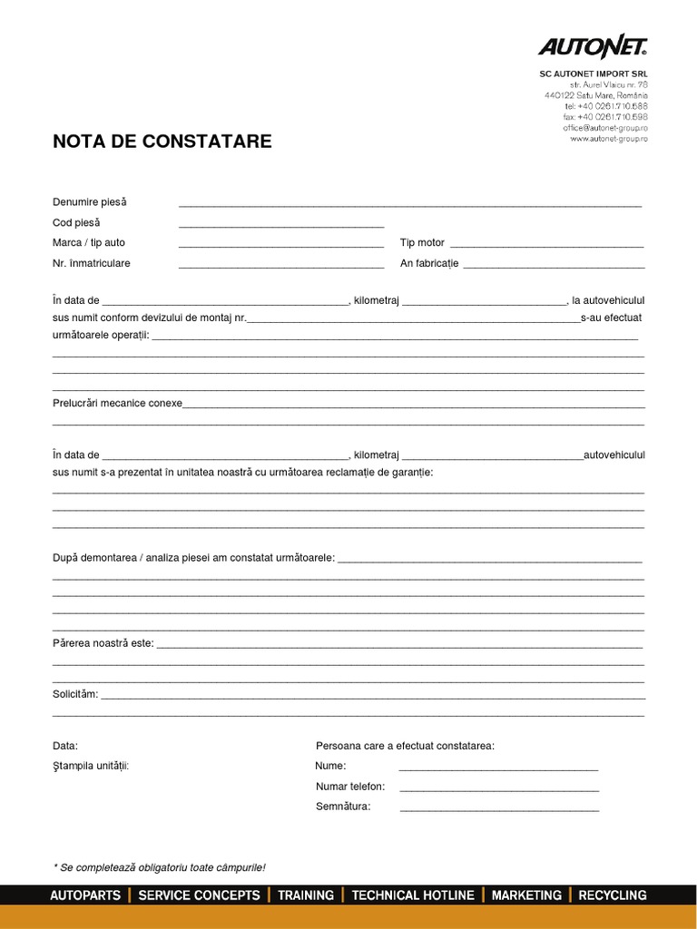 Nota de Constatare | PDF