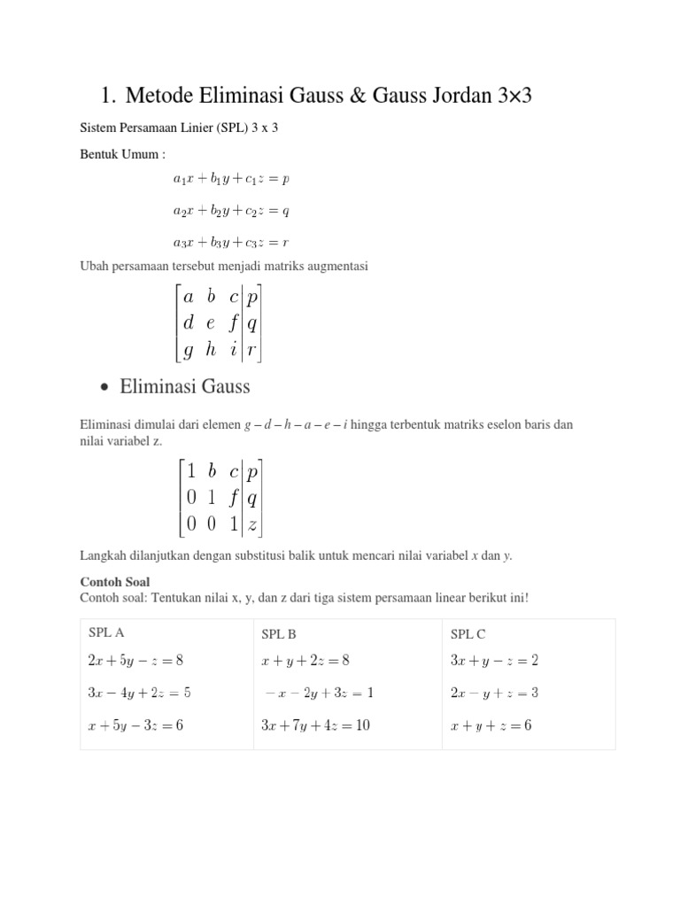 Metode Eliminasi Gauss | PDF