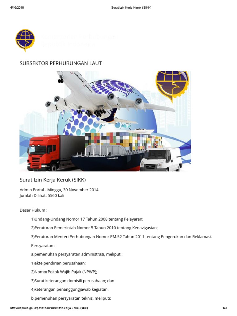 Surat Izin Kerja Keruk (SIKK) | PDF