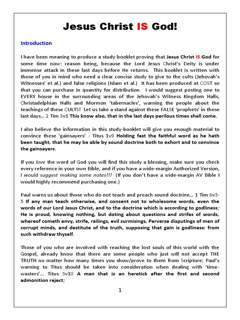 Jesus Christ Is God! | PDF | God In Christianity | Glory (Religion)