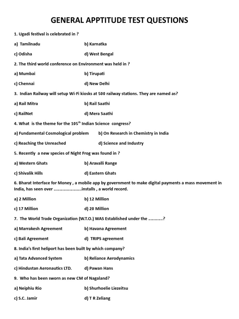 General Apptitude Test Question1 New 10 | PDF | Science & Mathematics