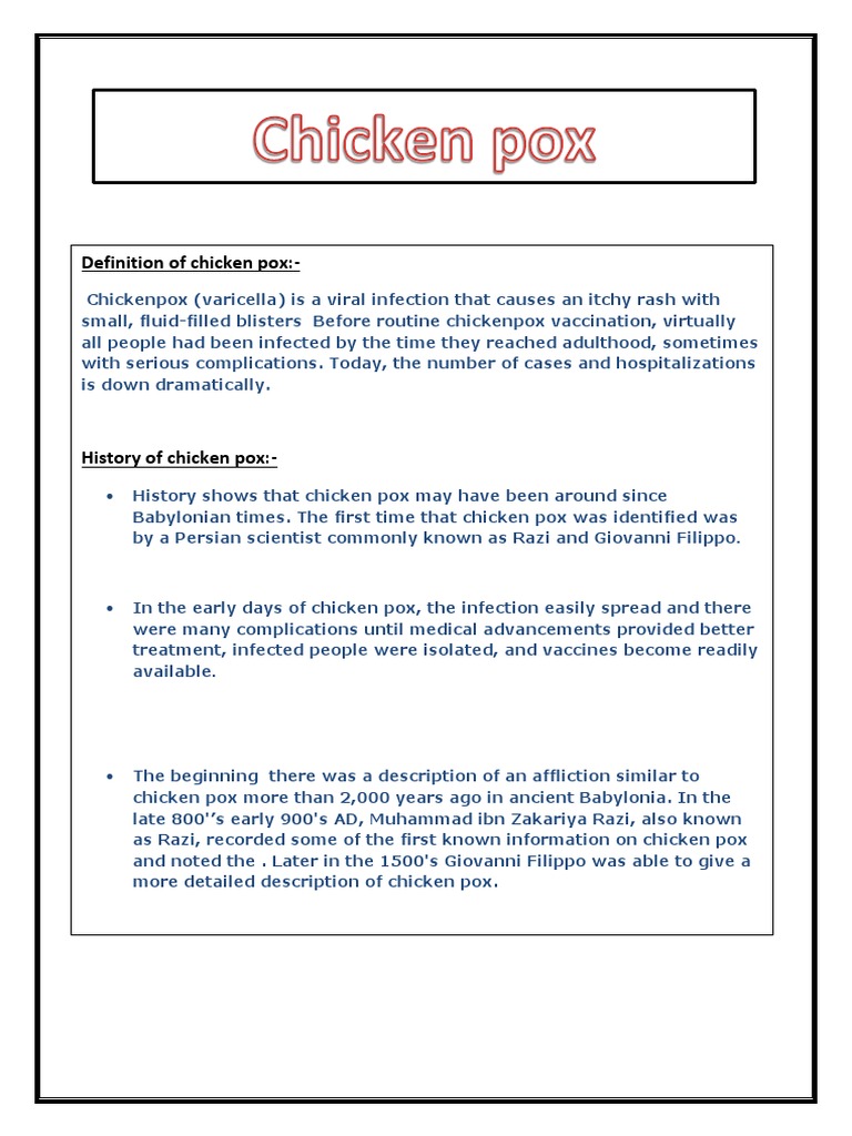 Definition of Chicken Pox:-: History Shows That Chicken Pox May Have ...