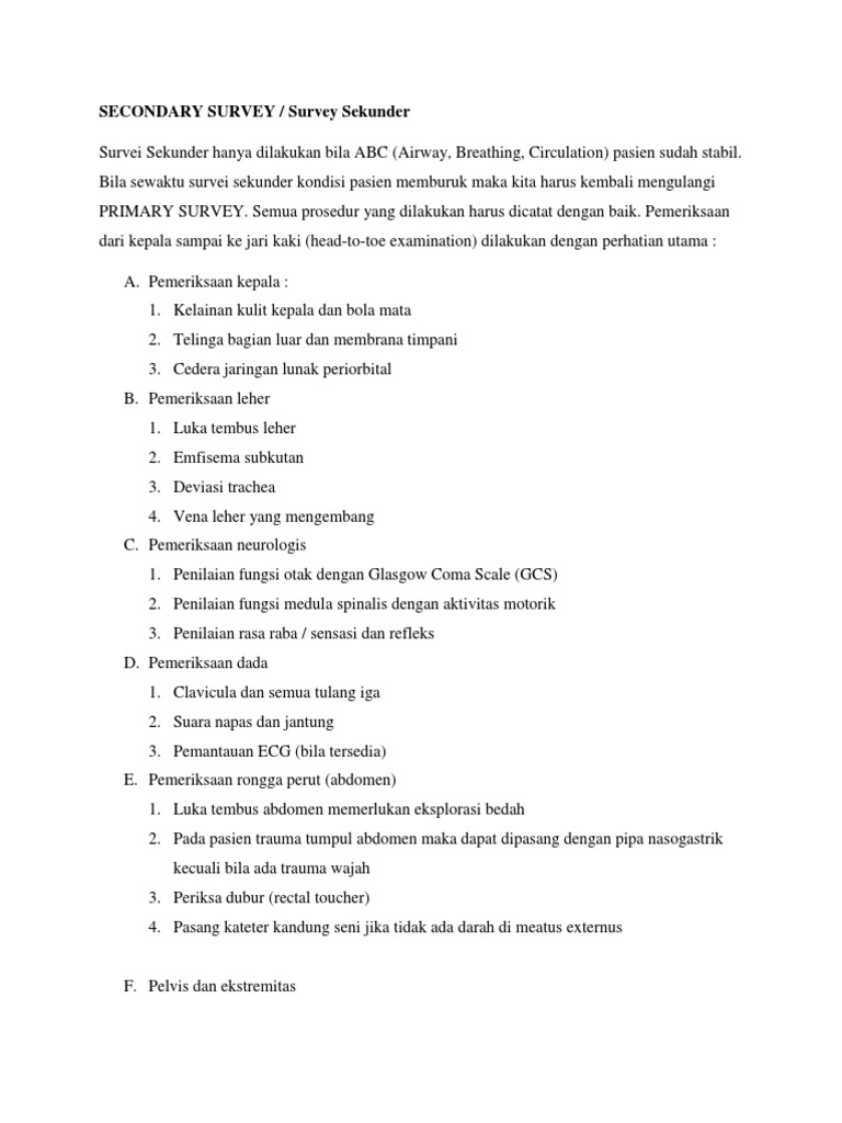 Secondary Survey | PDF