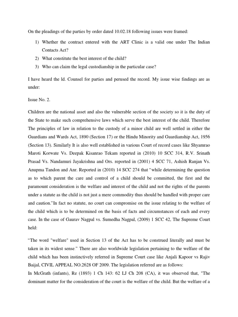 Judgment Writing | PDF | Child Custody | Best Interests