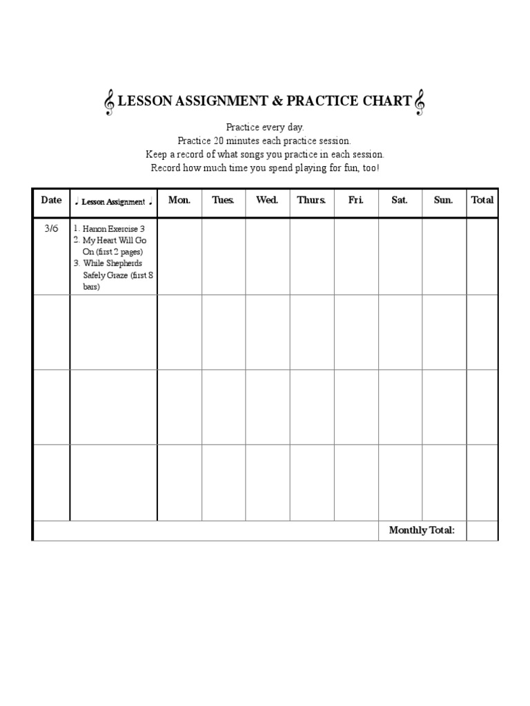 Daily Music Practice Log Template | PDF