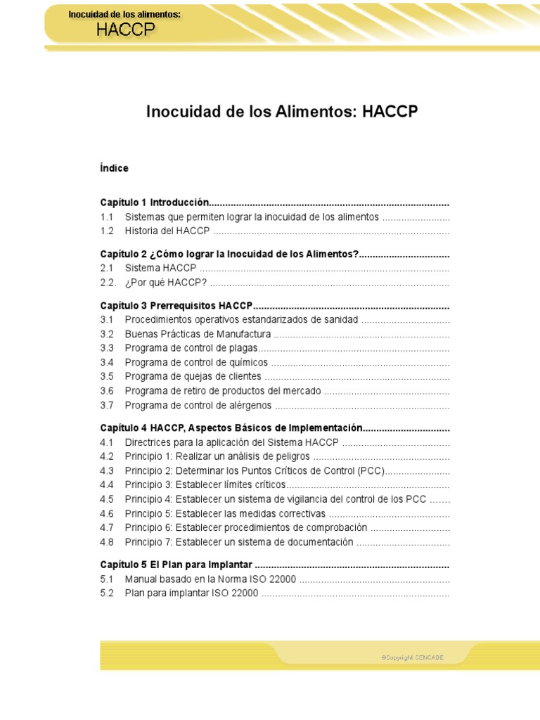 Manual Inocuidad de los Alimentos HACCP.doc | Análisis de Riesgo y Puntos Críticos de Control ...