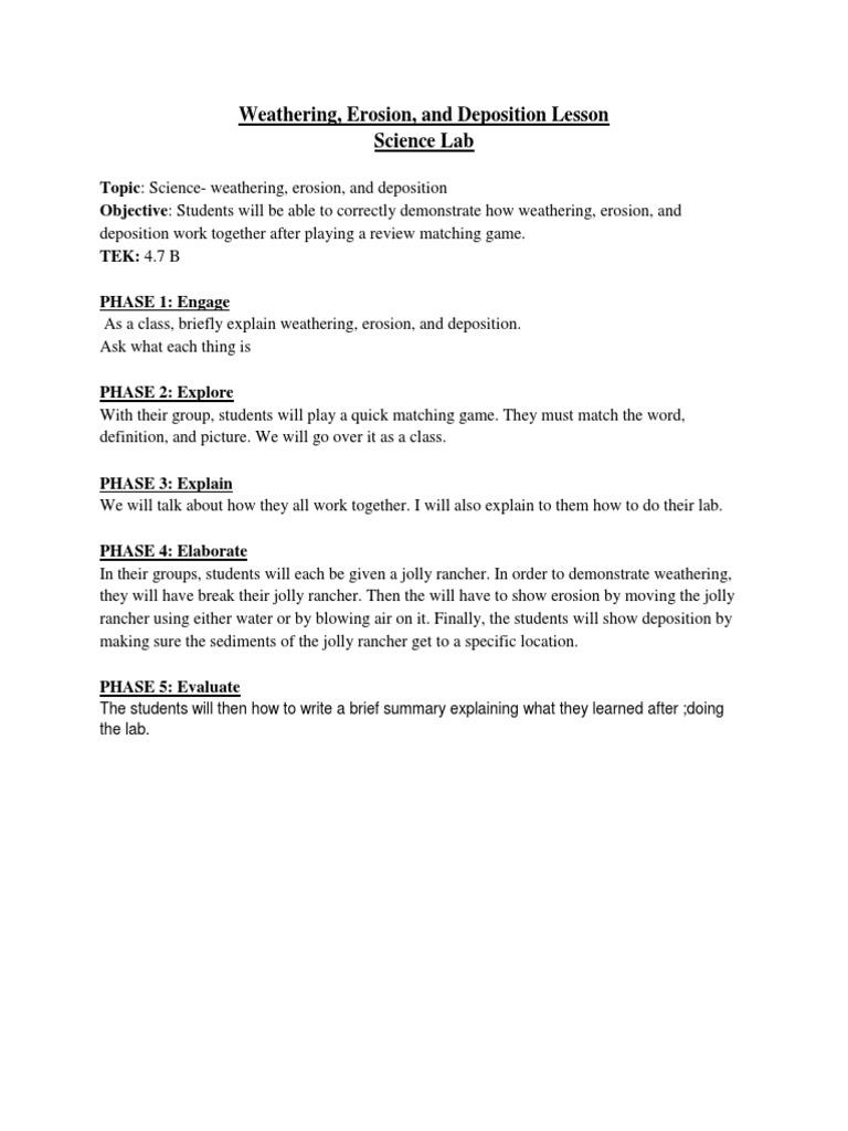 Weathering, Erosion, and Deposition Lab | PDF