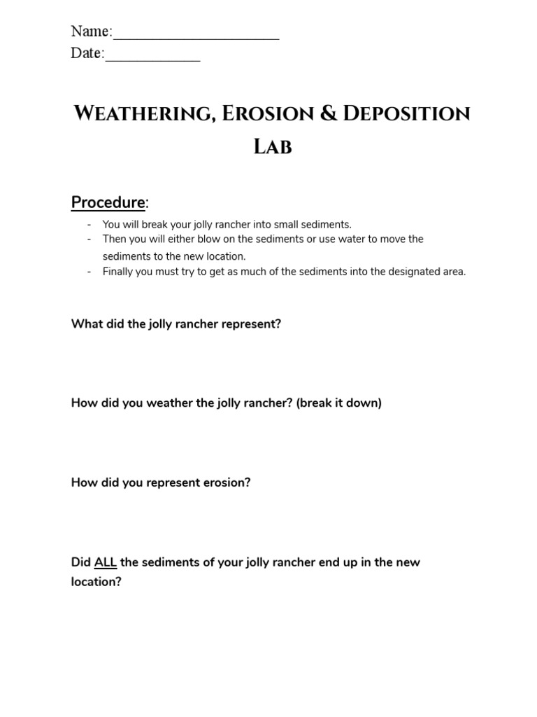 Weathering Erosion And Deposition Worksheets Pdf Weathering, Erosion