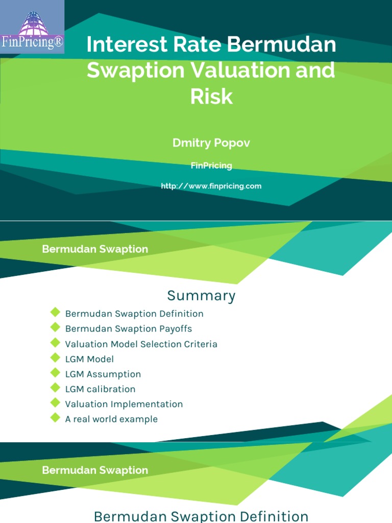 Interest Rate Bermudan Swaption and Valuation | PDF | Swap (Finance ...