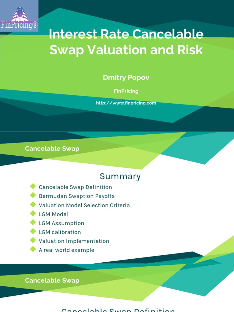 Interest Rate Cancelable Swap Valuation and Risk | PDF | Swap (Finance ... Interest Rate Cancelable Swap Valuation and Risk | PDF | Swap (Finance ...