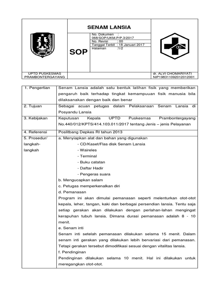 Sop Senam Lansia | PDF