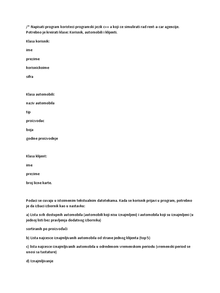 Napisati Program Koristeci Programski Jezik C | PDF