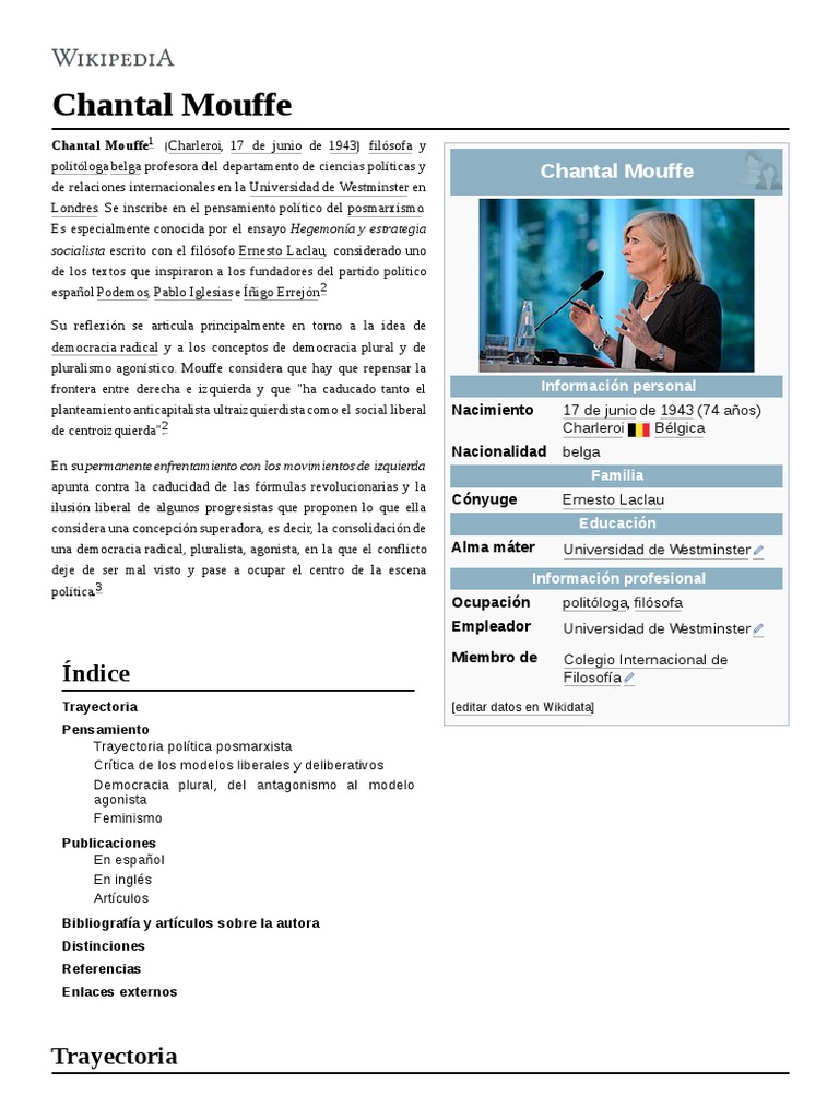 Chantal Mouffe | PDF | Teorías filosóficas | Teorías políticas