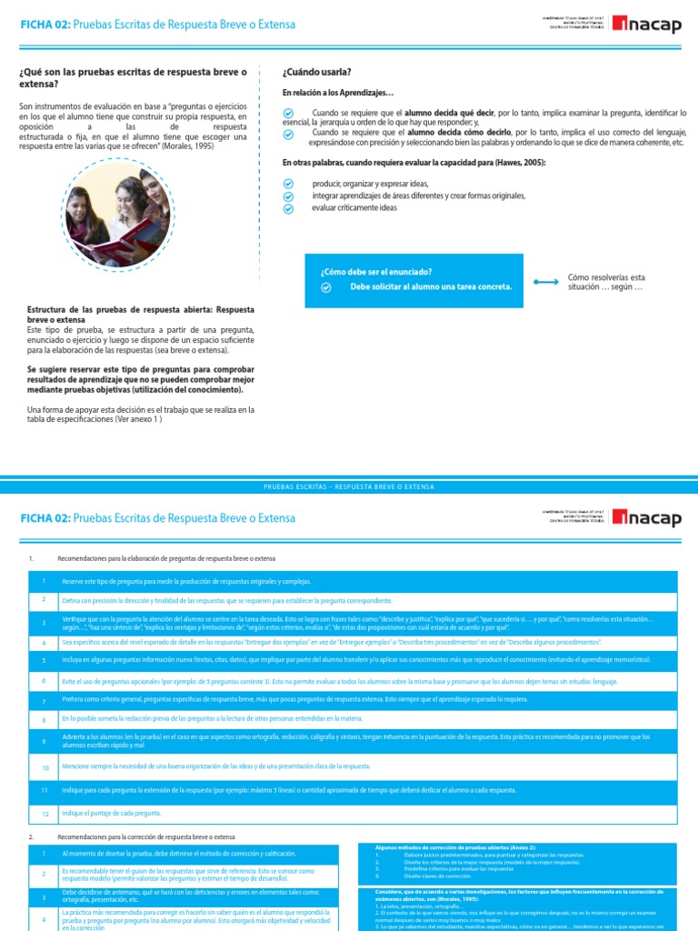 Ficha Pruebas Escritas-Respuestas Breve o Extensa | Descargar gratis PDF | Evaluación | Prueba ...