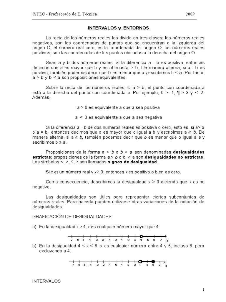 Intervalos y Entornos Teoria Bis | PDF | Intervalo (Matemáticas) | Número Real