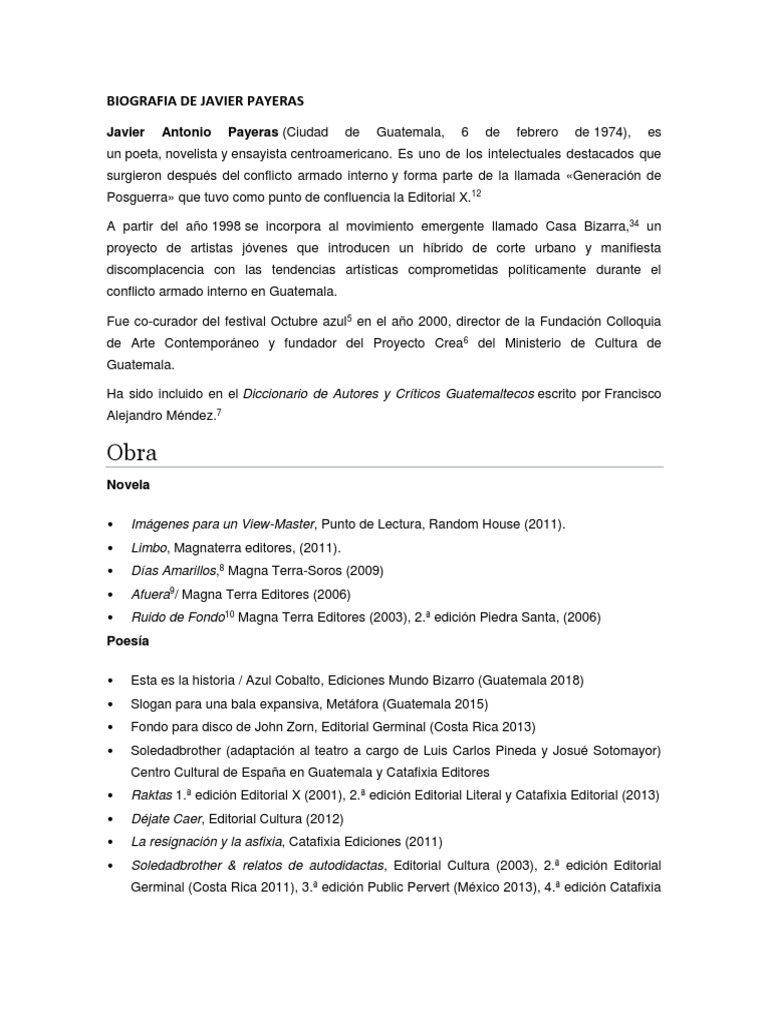 Biografia de Javier Payeras | PDF