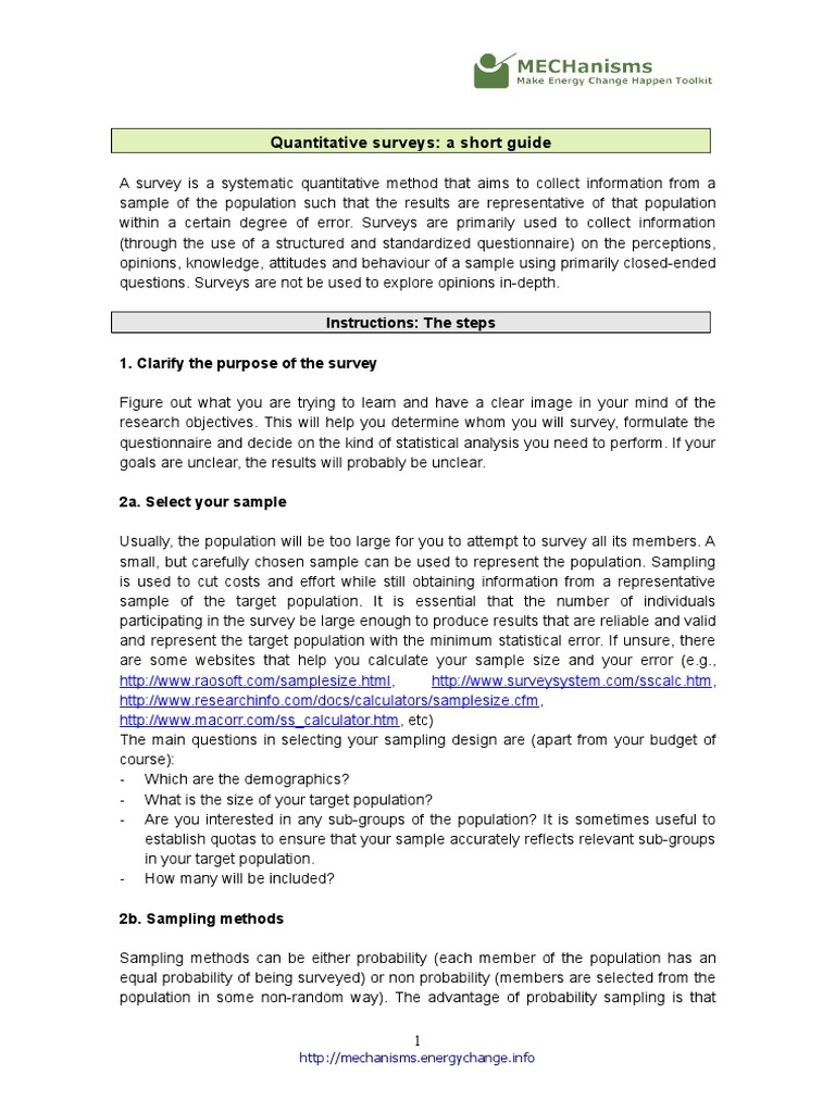 How Do Survey Study Instructions and Checklist | PDF | Sampling ...