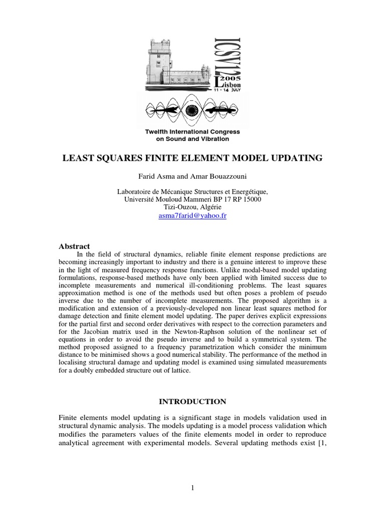 Least Squares Finite Element Model Updating | PDF | Finite Element ...